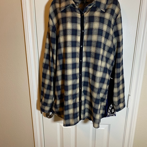 Hannah | Tops | Hannah Xl Plaid Shirt With Beautiful Embroidery Back ...